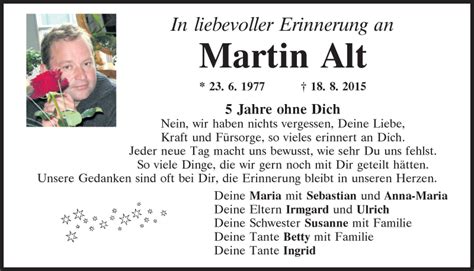 Traueranzeigen Von Martin Alt Mittelbayerische Trauer