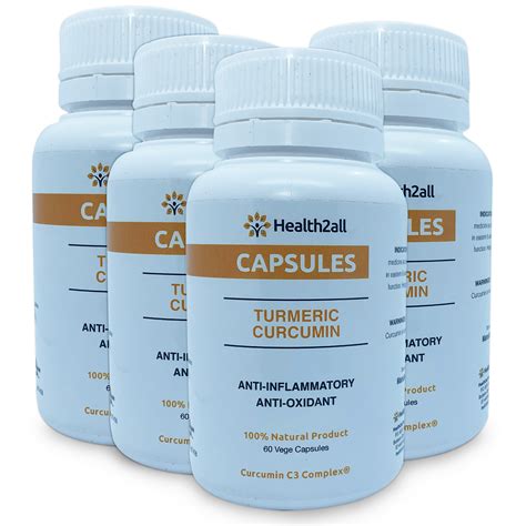 4 X Turmeric Curcumin Capsules Capsules 2go Health2all