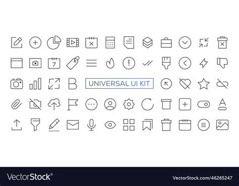 Minimalist And Simple Looking Ui Icons Set Vector Image