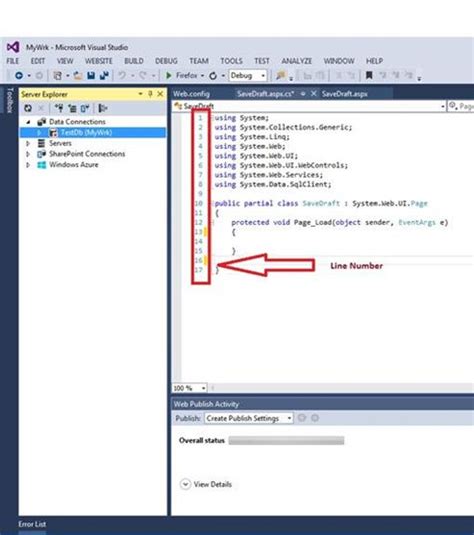 Display The Line Numbers In The Visual Studio Editor