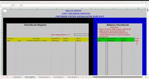 Checkbook Register Excel Checkbook Register Excel Spreadsheet Excel Template Transaction