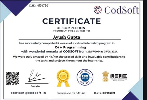 Ayush Gupta On Linkedin Cplusplus Programming Internship Codsoft