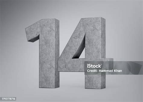 3d 콘크리트 번호 14 14 자리 회색 콘크리트 돌로 만든 회색 배경 3d 일러스트 레이 션 0명에 대한 스톡 사진 및 기타
