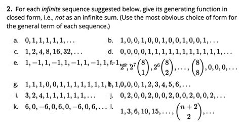 Solved For Each Infinite Sequence Suggested Below Give Chegg