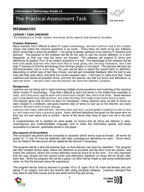 The Practical Assessment Task Answers Educational Assessment Databases