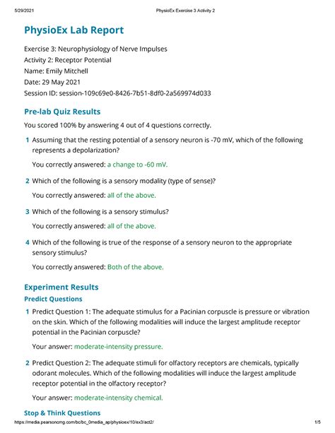 Physio Ex Exercise 3 Activity 2 Physioex Lab Report Exercise 3