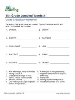 5th Grade Jumbled Words 1 5th Grade Jumbled Words 1