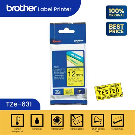 Jual Brother Label Tape TZE 631 12MM Black On Yellow TZE 631 Label Print Jakarta Pusat