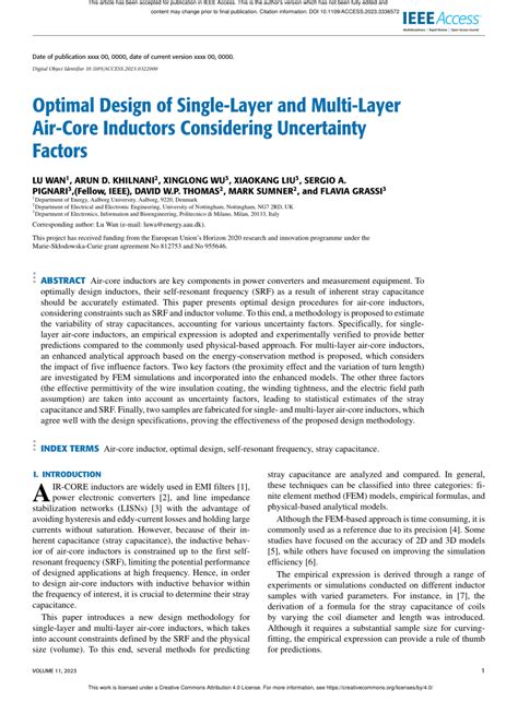 pdf optimal design of single layer and multi layer air core inductors