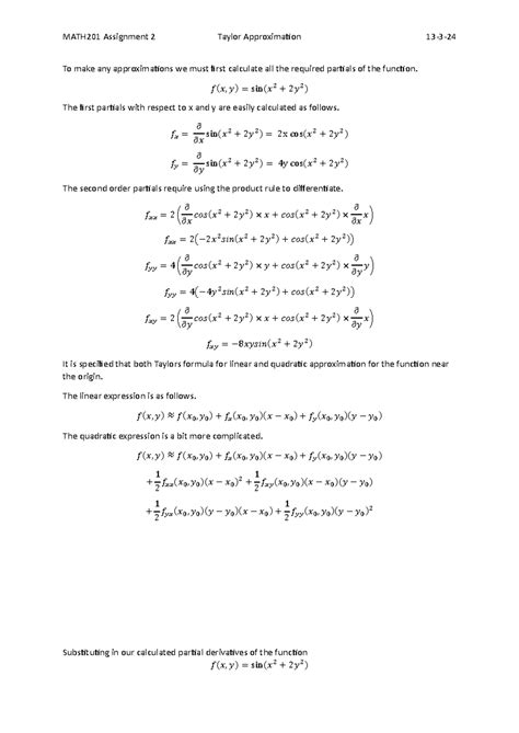 MATH201 Assignment 2 Studocu To Make Any Approximations We Must First