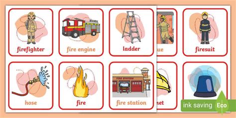 Firefighter Flashcards ELC Teacher Made Twinkl