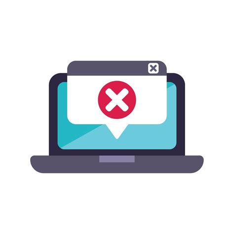 Laptop Showing Error Message With Cross Mark On Screen 52621173 Vector