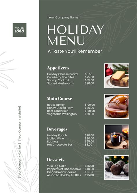 Holiday Party Menu Template Edit Online And Download Example