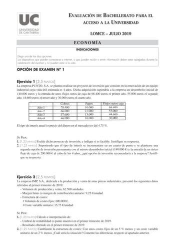 Exámenes de EBAU de Economía de la Empresa de Cantabria Descargar