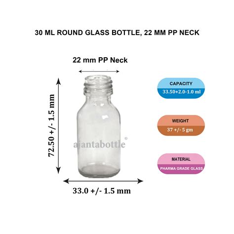 30 Ml Round Glass Bottle 22 Mm Ropp Neck Ajanta Bottle Pvt Ltd