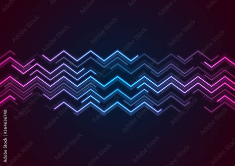 Futuristic Abstract Technology Background With Zig Zag Neon Lines