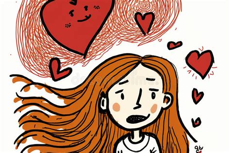 Woman Love Problem Mental Health Concept Cartoon Doodle Stock