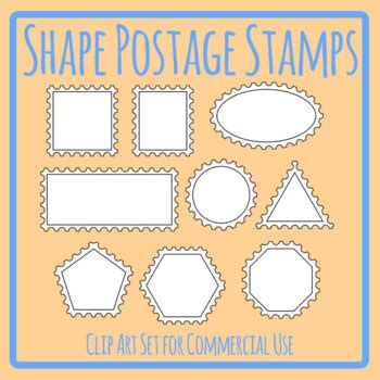 Postage Stamp Templates Different 2d Shape Blank Stamps Mail Clip Art