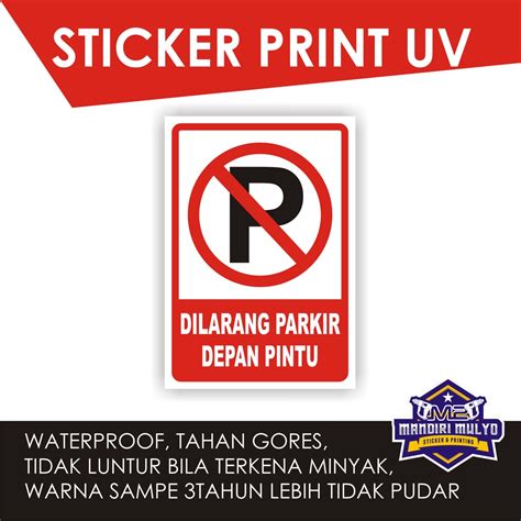 Jual STICKER SIGN K DILARANG PARKIR DEPAN PINTU Shopee Indonesia