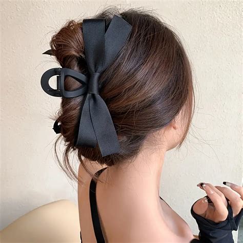 Black Bow Fabric Hair Claw Clip Elegant Non Slip Strong Hold Temu New