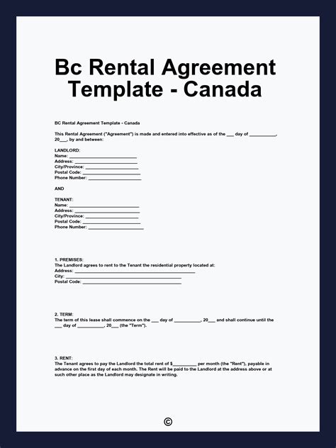 Bc Rental Agreement Template Canada