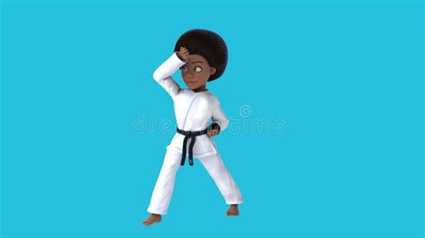 Fun 3d Cartoon Martial Arts Girl Stock Video Video Of Judo Black