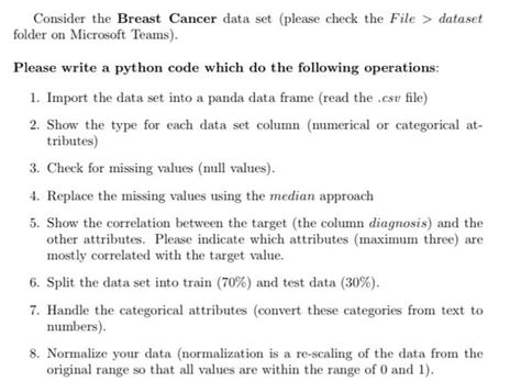 solved consider the breast cancer data set please check the