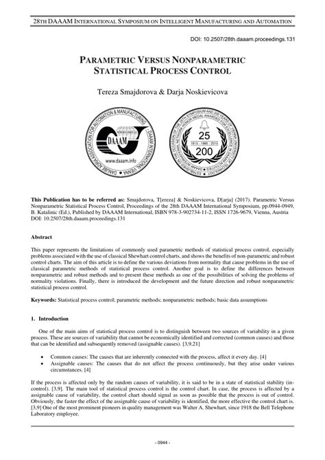 Pdf Parametric Versus Nonparametric Statistical Process Control