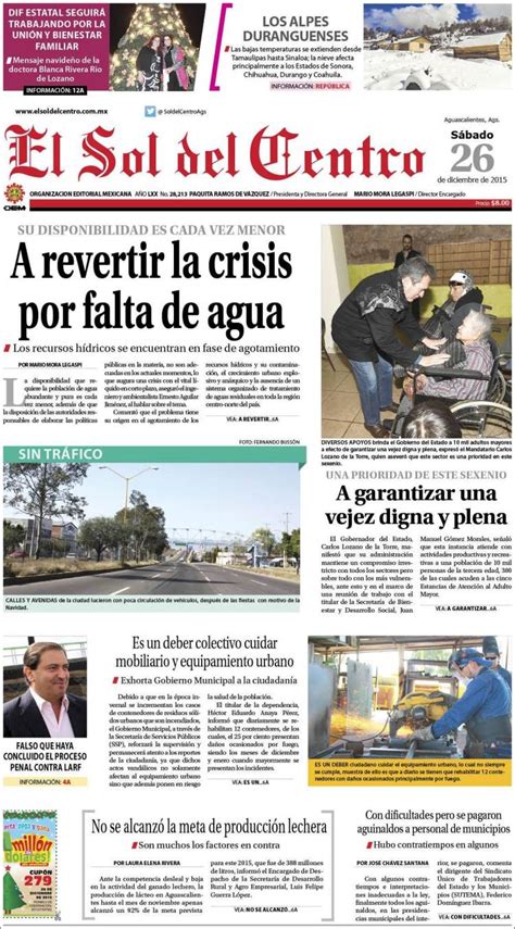 Periódico El Sol del Centro México Periódicos de México Edición de sábado de diciembre