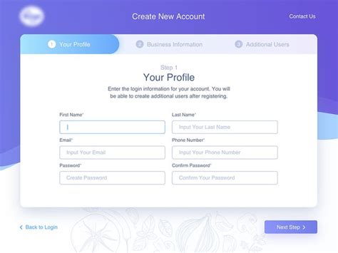 registration form web design ui design website form design