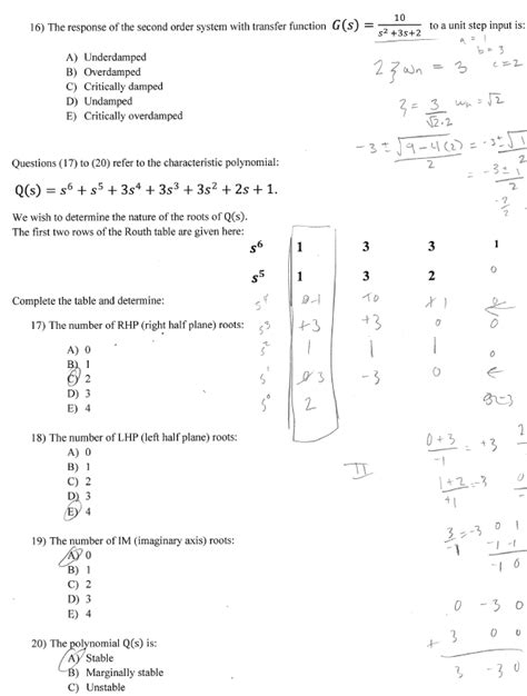 Solved 16 The Response Of The Second Order System With