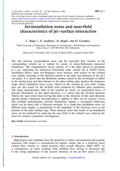 Pdf Jet Installation Noise And Near Field Characteristics Of Jet