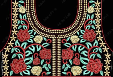 Satin Stitch Embroidery Design With Flowers Indian Traditional Embroidery Design And Pattern