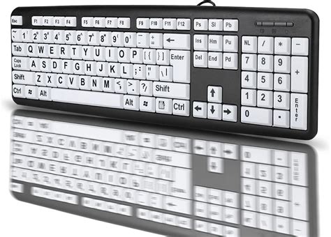 Large Print Computer Keyboard Wired Usb Keyboards With Large White