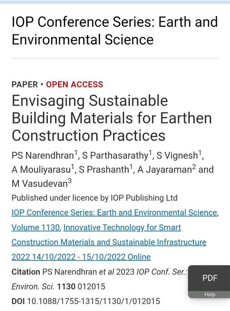 Published A Paper In Iop Conference Series Earth And Environmental