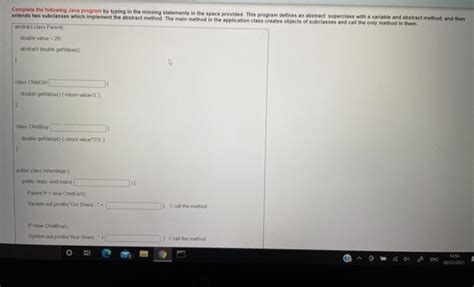 solved complete the following java program by typing in the