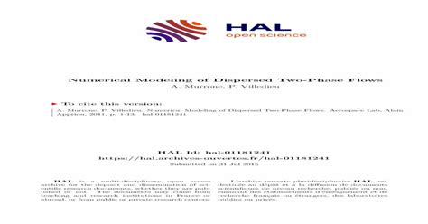 Pdf Numerical Modeling Of Dispersed Two Phase Flows Dokumentips