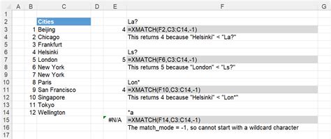 Excel Functions XMATCH