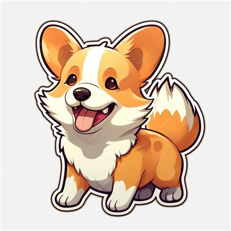 Premium Ai Image Corgi Sticker On White Background