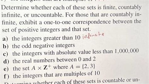 Solved Determine Whether Each Of These Sets Is Finite Chegg