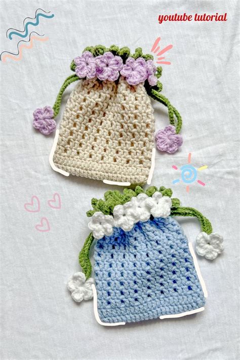 Crochet Flower Pouch Yarn Projects Crochet Crochet Flowers Crochet