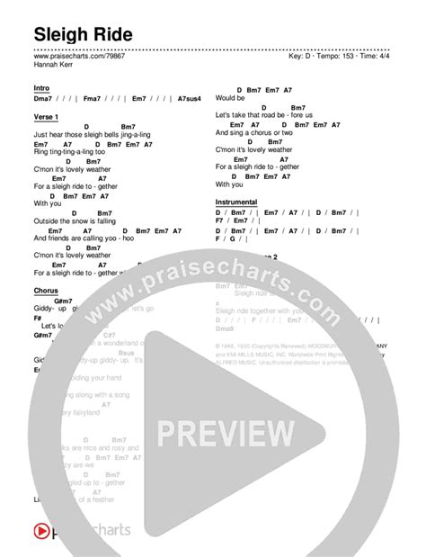 Sleigh Ride Chords Pdf Hannah Kerr Praisecharts