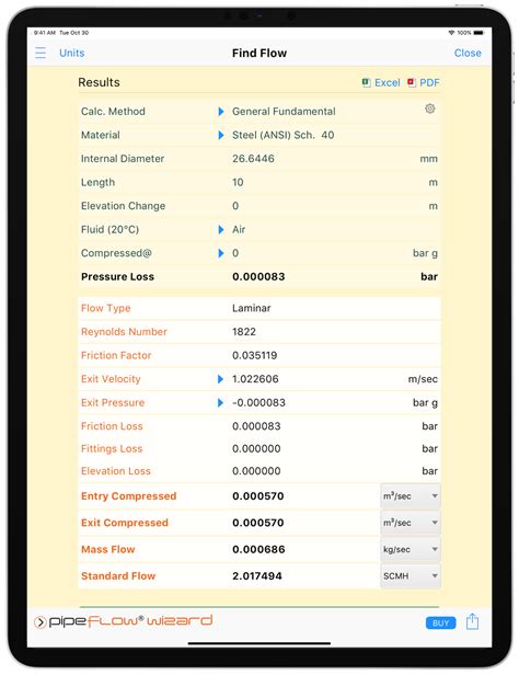 Flow Rate Calculation Gas