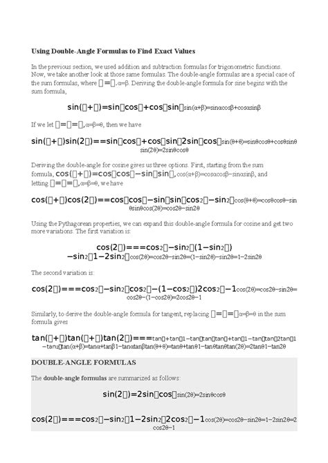 93 Double Angle Half Angle And Reduction Formulas Using Double