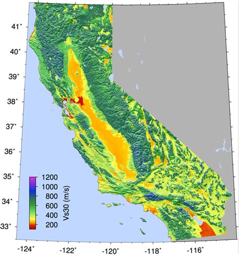 Vs30 Map For California With Regression Kriging And Including Vs30