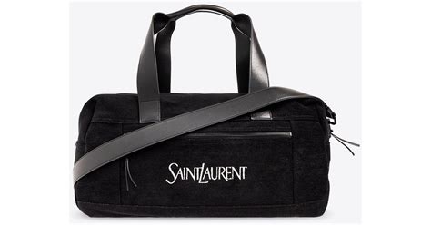 Saint Laurent Large Signature Logo Duffle Bag In Black For Men Lyst