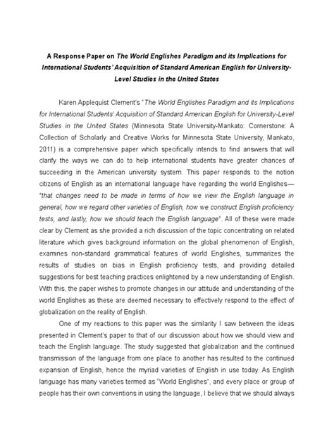 Reaction Paper Pdf English Language Language Education