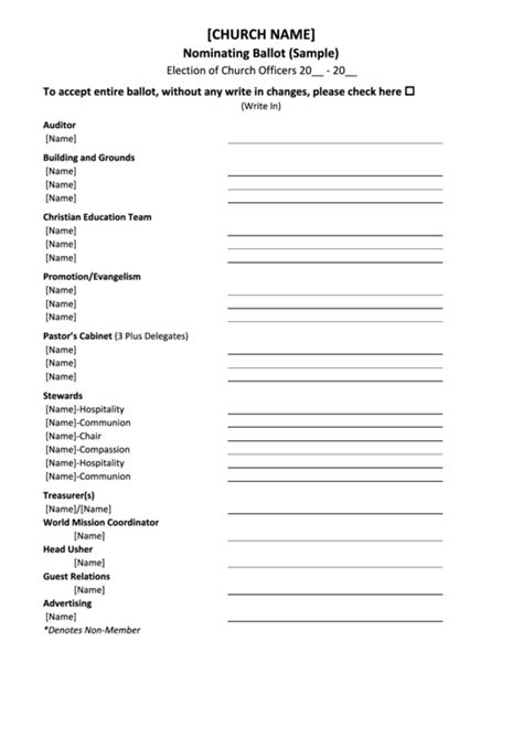 Church Nominating Ballot Printable Pdf Download