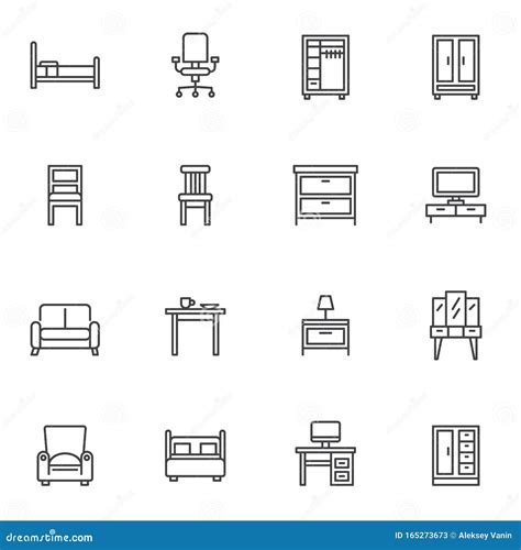 Furniture Line Icons Linear Set Quality Vector Line Set Such As
