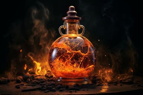 Flask Orange Smoke Bottle Sample Generate Ai Stock Illustration